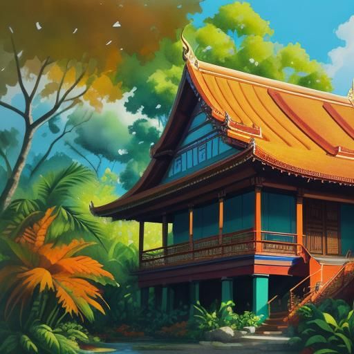 A house Thai style - Thai House Masterpiece in Vibrant Impas...