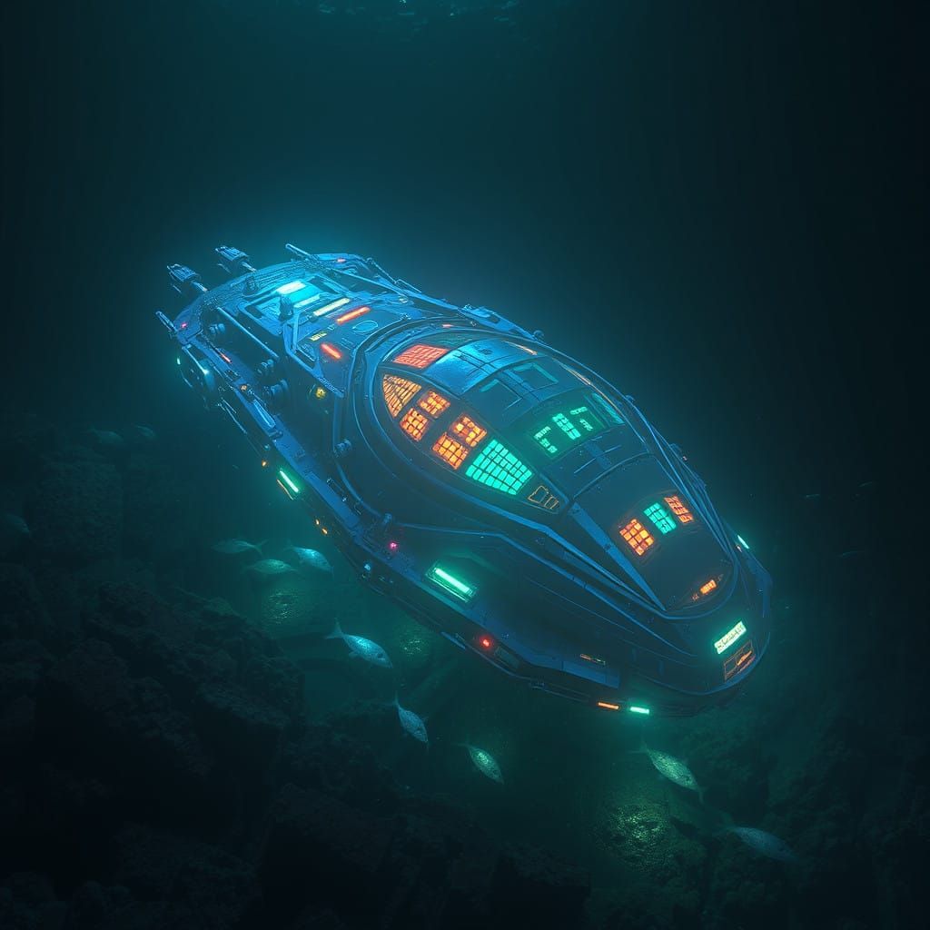 Ancient Alien Technology Revealed on Ocean Floor i... - AI Art