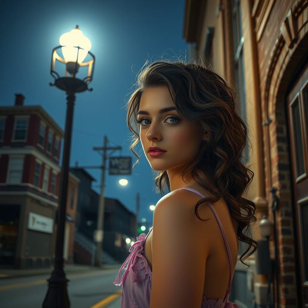 Evening walk - Ethereal Nighttime Portrait in Soft Moonlight