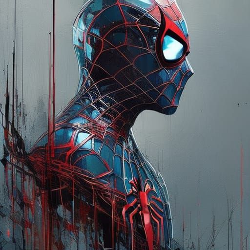 portrait of ""Spider man", textured Speedpaint with large rough brush ...