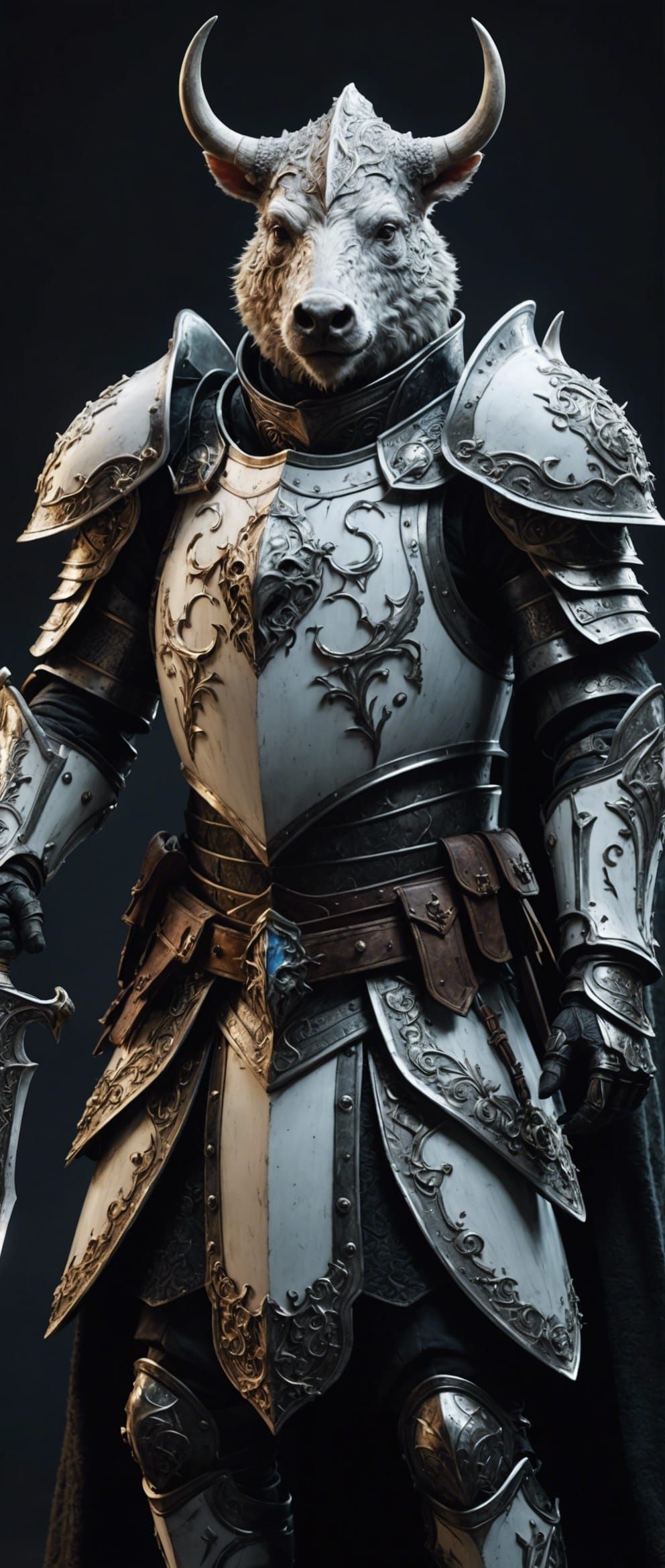 White boar knight - AI Generated Artwork - NightCafe Creator