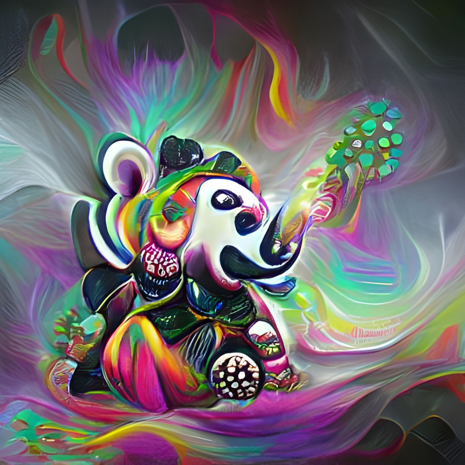 psychedelic panda ganesha - AI Generated Artwork - NightCafe Creator