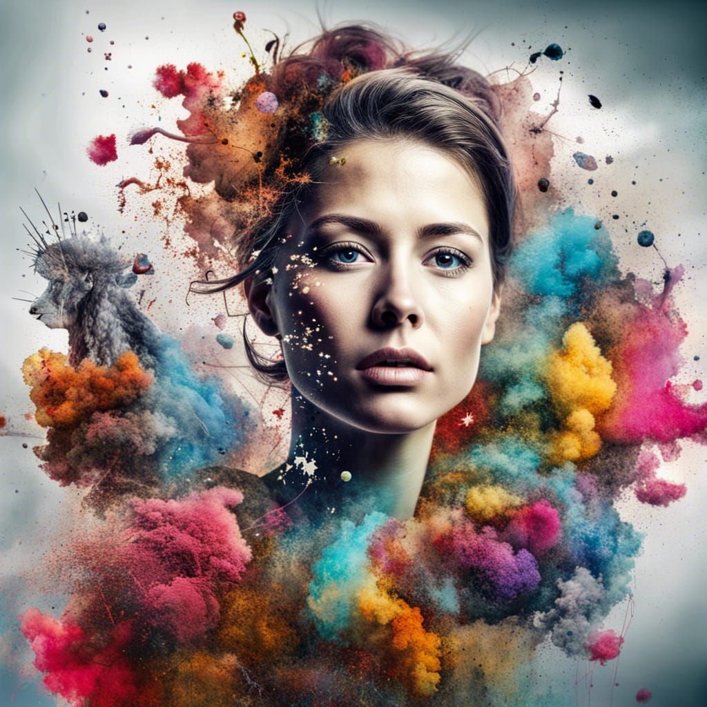 ink splatters Super realistic portrait - AI Generated Artwork - NightCafe Creator