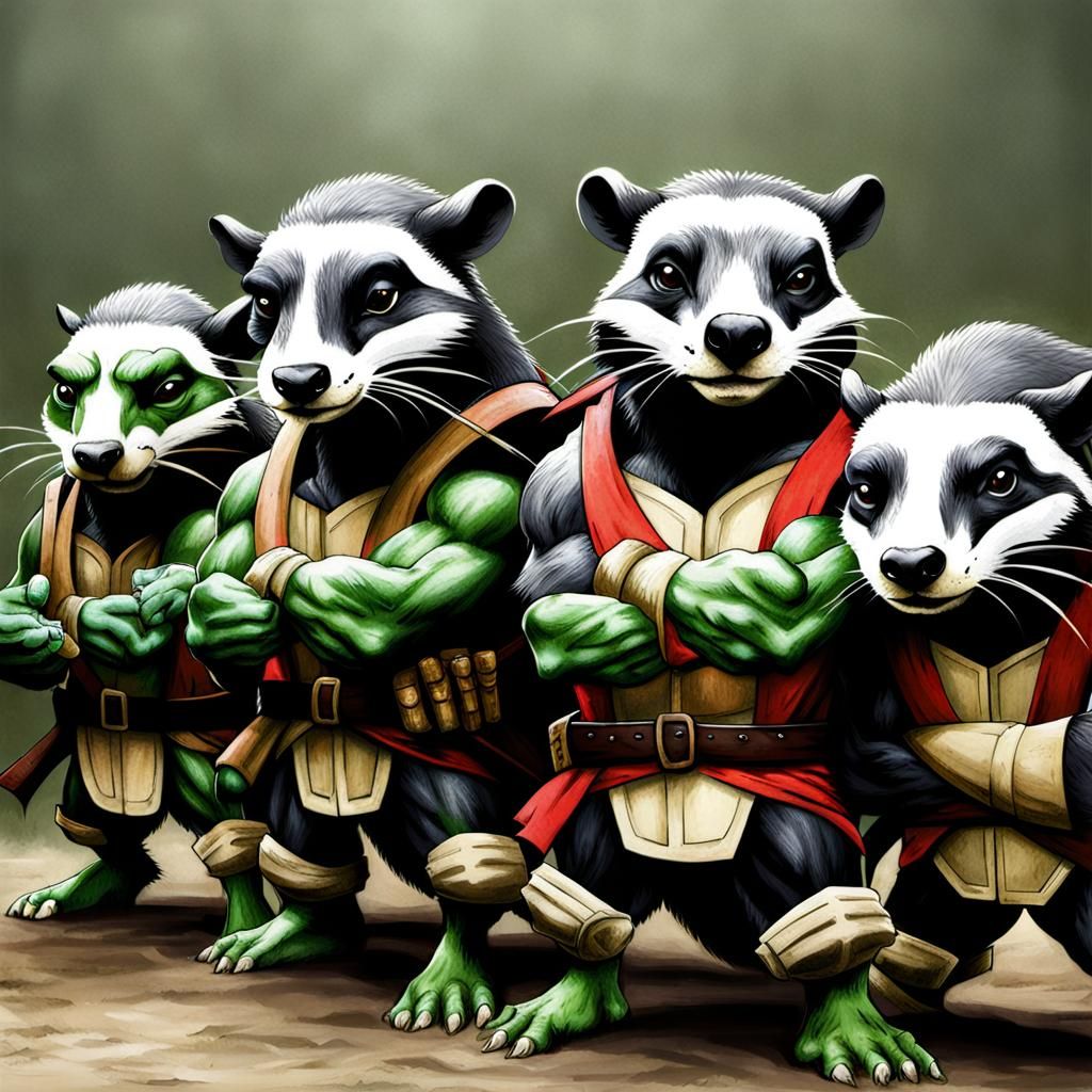 Teenage Mutant Ninja Badgers - AI Generated Artwork - NightCafe Creator