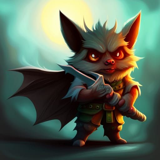 extremely furry fierce bat fighter. Fantasy illustration epic detailed ...