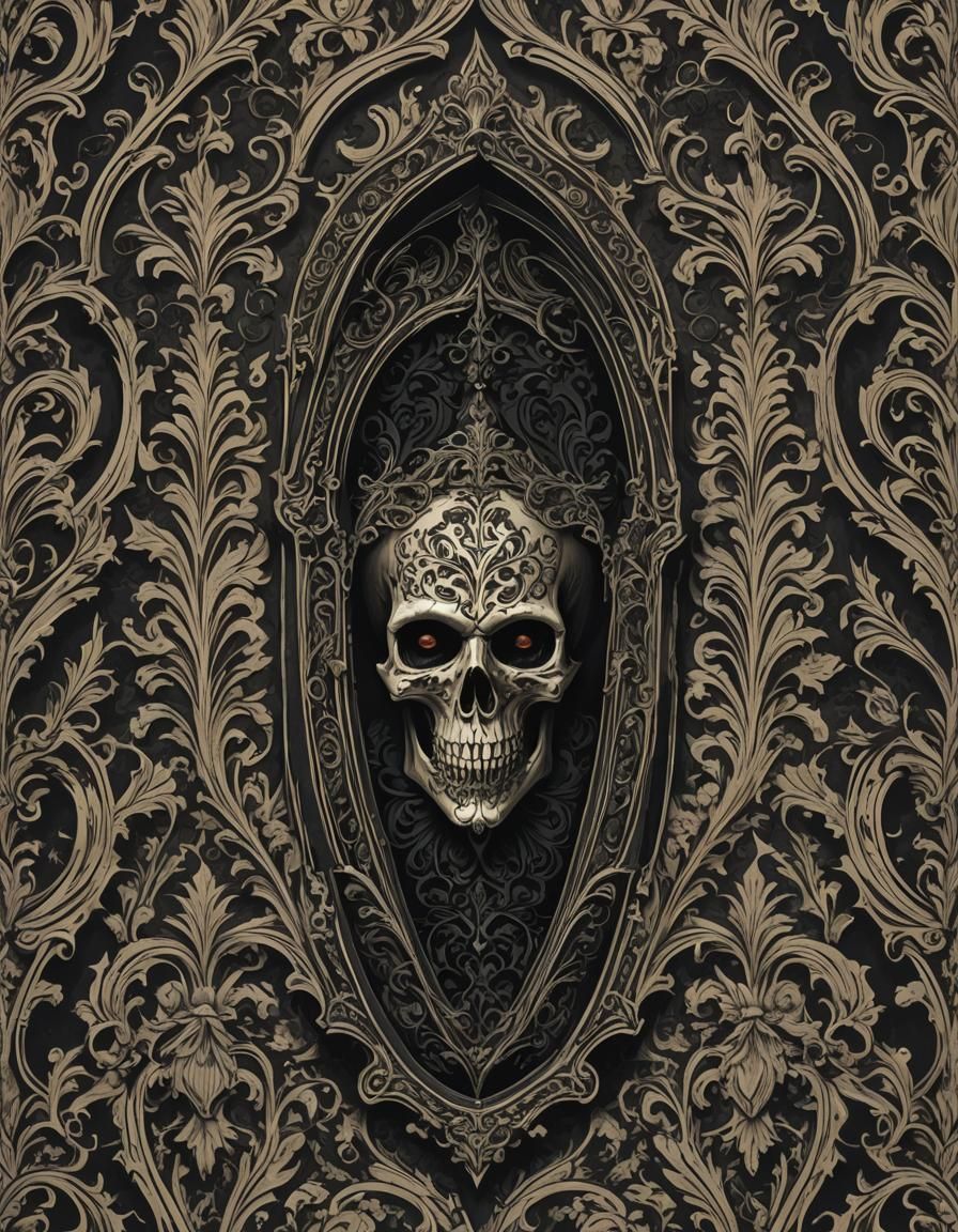 gothicall-black damask coffin company victorian vampire death art - AI ...