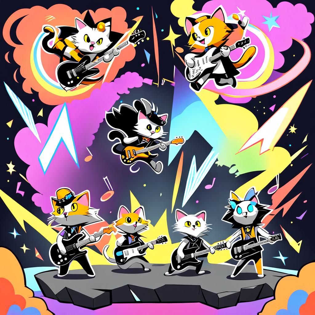 Top Cat & friends, characterized as Punk Rock Cats, with phosphorescent ...