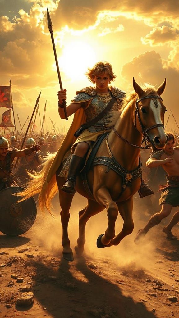 Ancient Warrior King Charges into Battle - AI Art