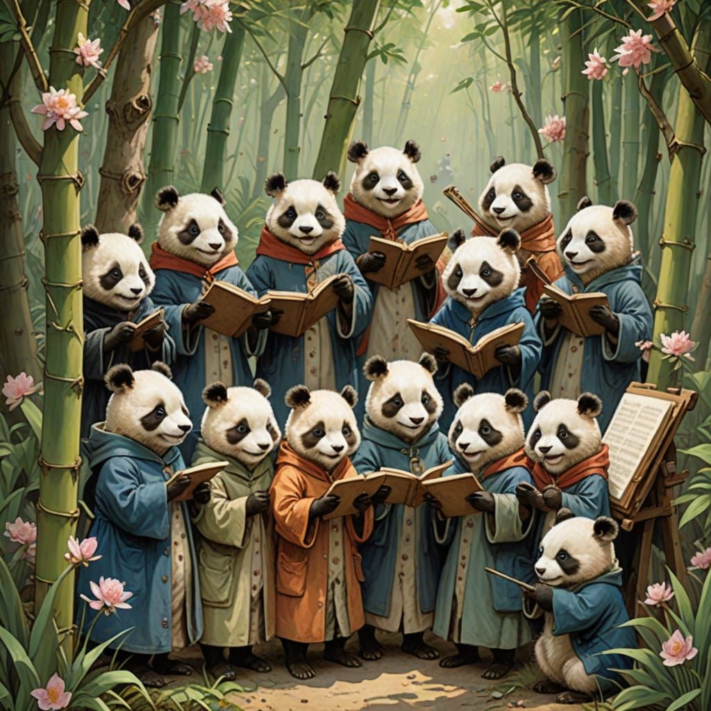 Choir sings disguise as pandas - Singers in Panda Masks Per...