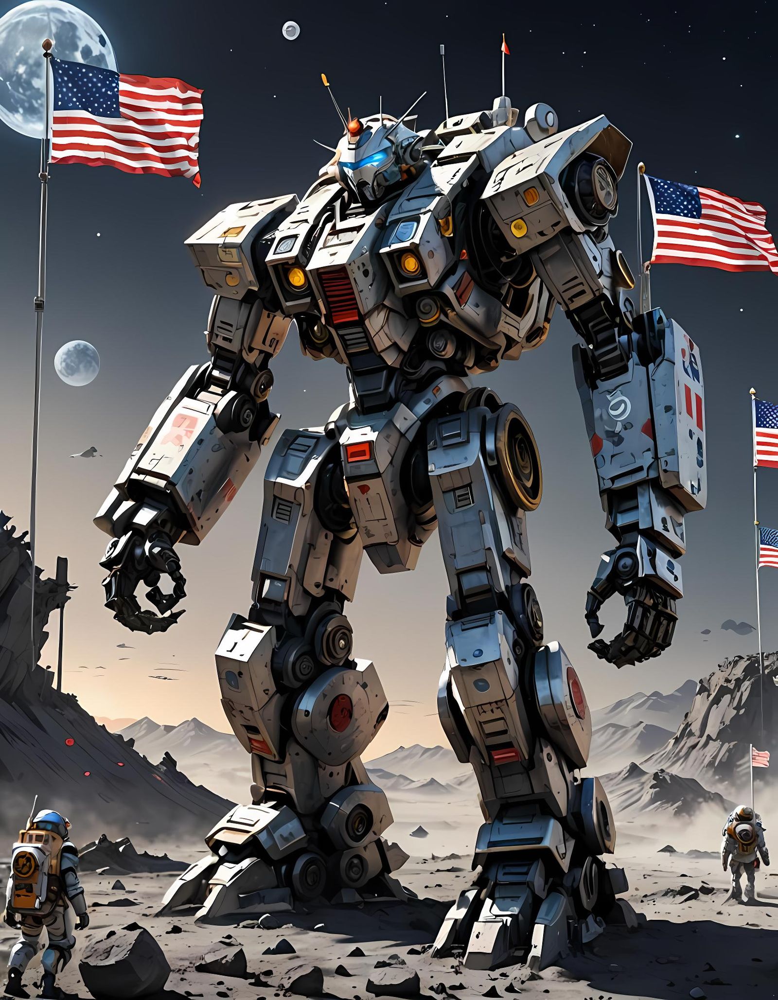 Mecha Moon Landing - AI Generated Artwork - NightCafe Creator