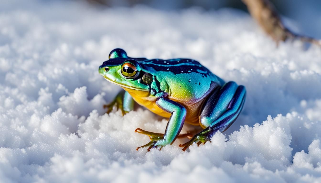 Iridescence: frog in the snow - AI Generated Artwork - NightCafe Creator