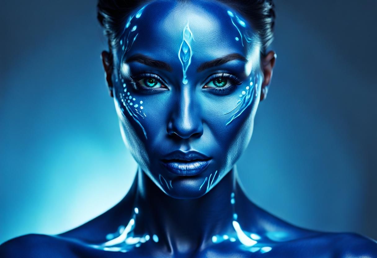 beautiful gorgeous blue alien woman - AI Generated Artwork - NightCafe Creator