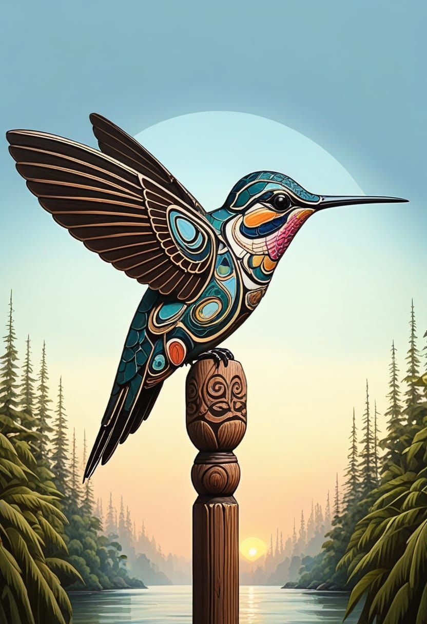 Aztec Indian Hummingbird - Indian Design Wood Hummingbird at...