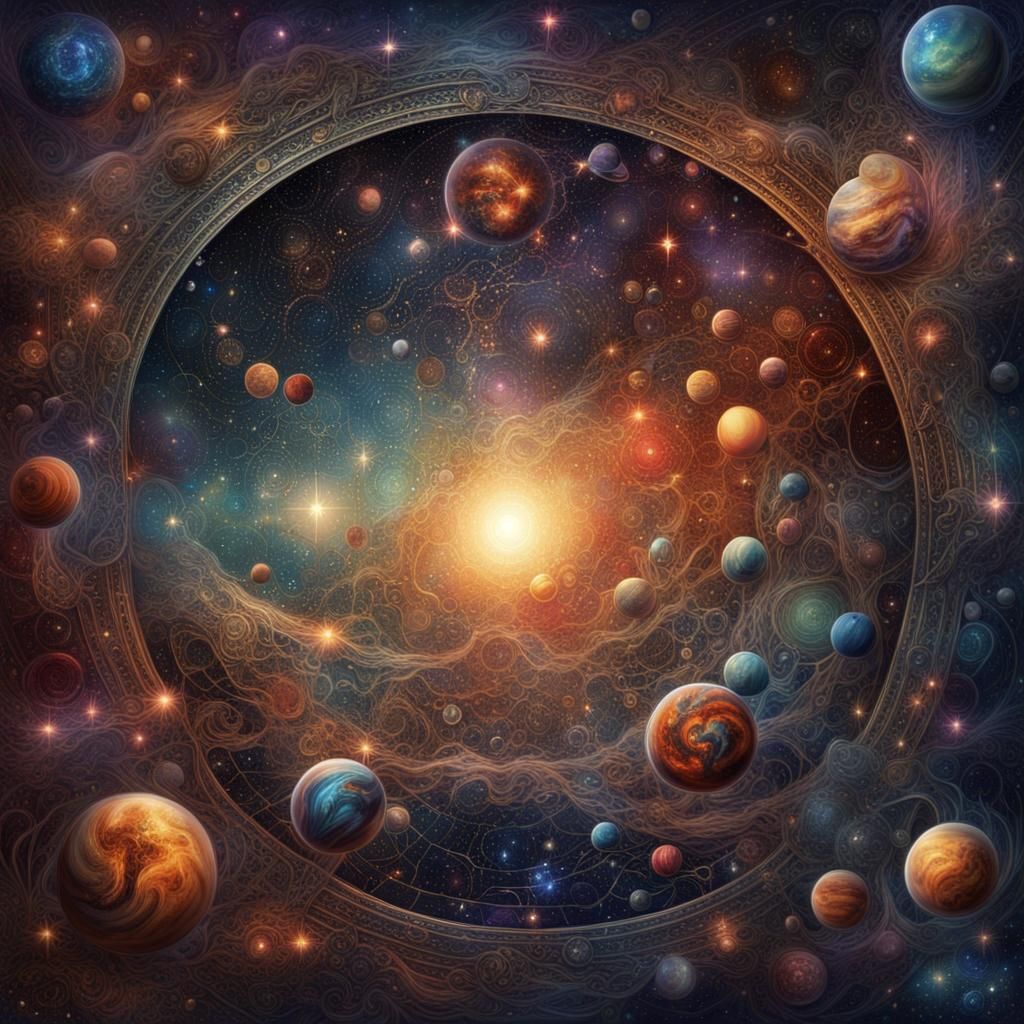 Interconnected Universes: A Cosmic Tapestry of Lig... - AI Art