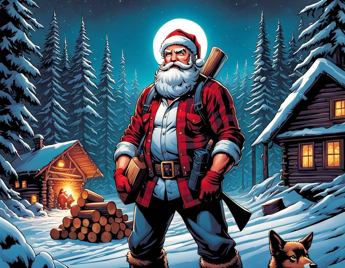 Kris Kringle, Lumberjack - AI Generated Artwork - NightCafe Creator