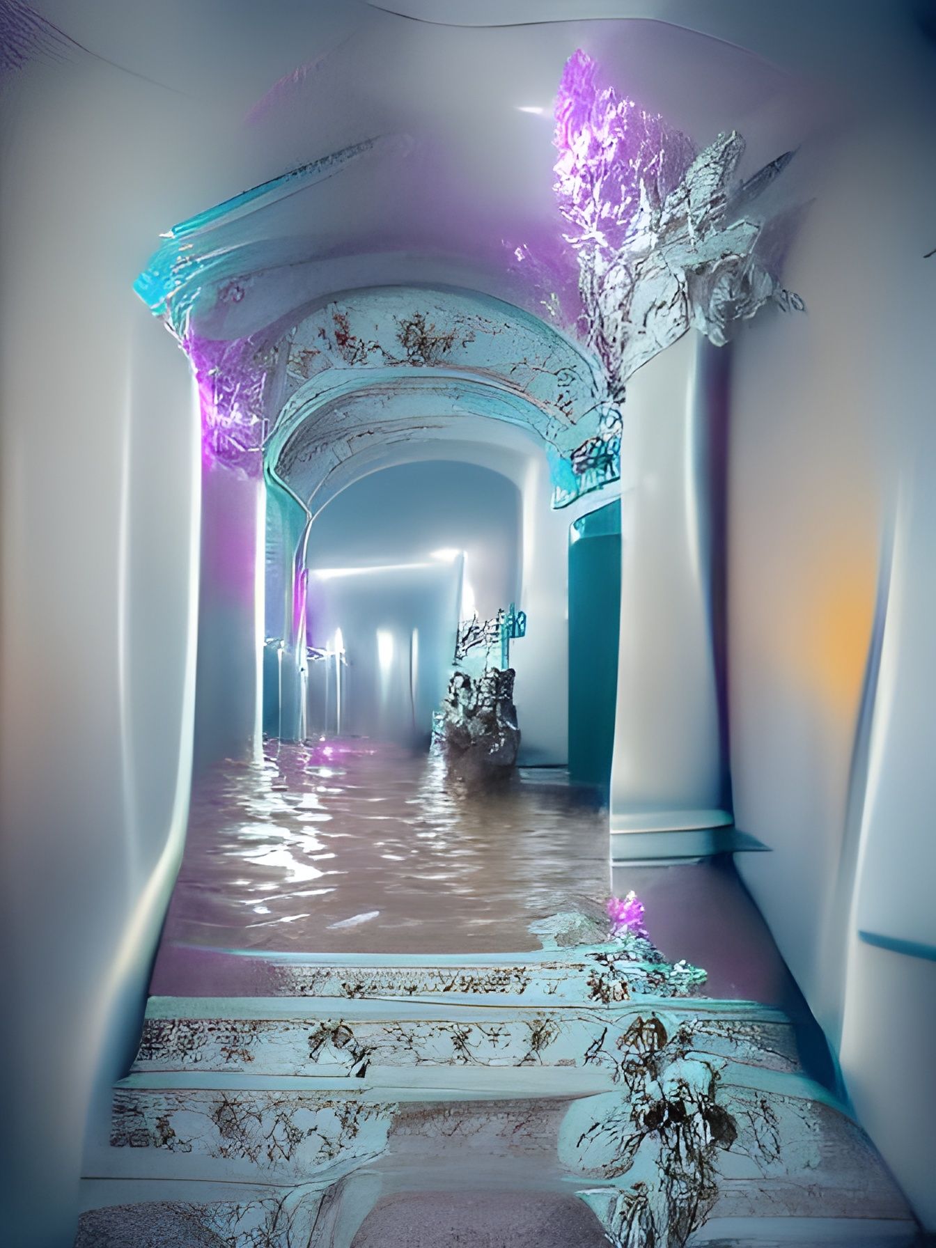 Flooded rococo liminal space - AI Generated Artwork - NightCafe Creator