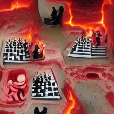 Playing evil chess in hell - AI Generated Artwork - NightCafe Creator