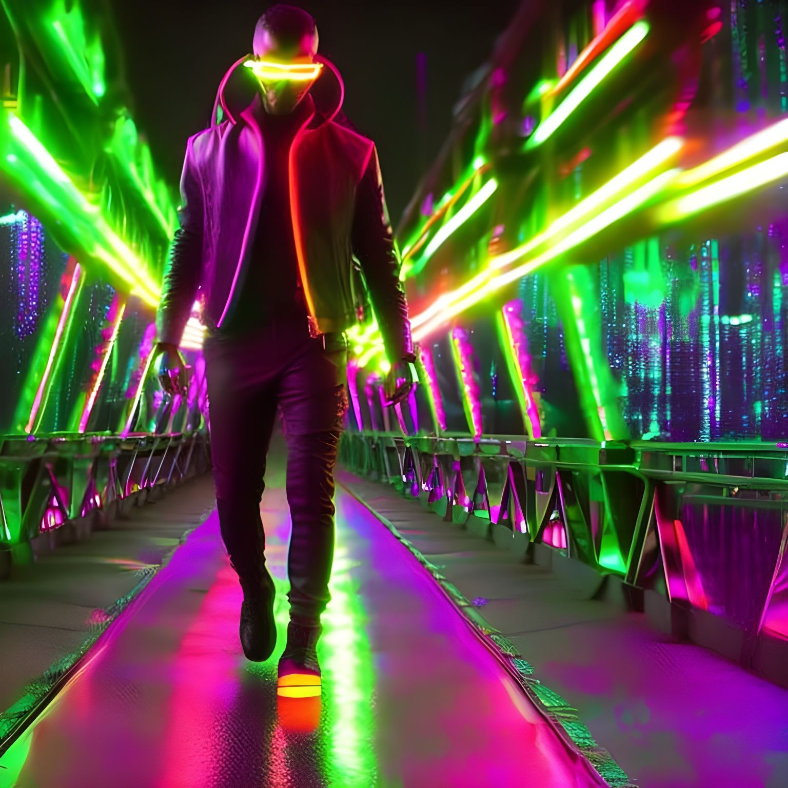 Neon Bridge Over Troubled Water - AI Generated Artwork - NightCafe Creator