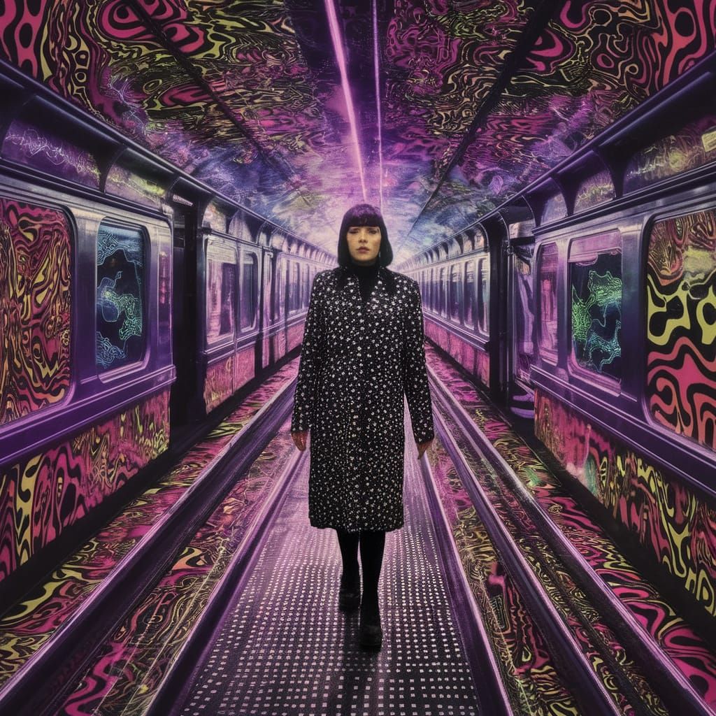 Psychedelic Train Ride - Vibrant Train Ride in a Kusama-Insp...