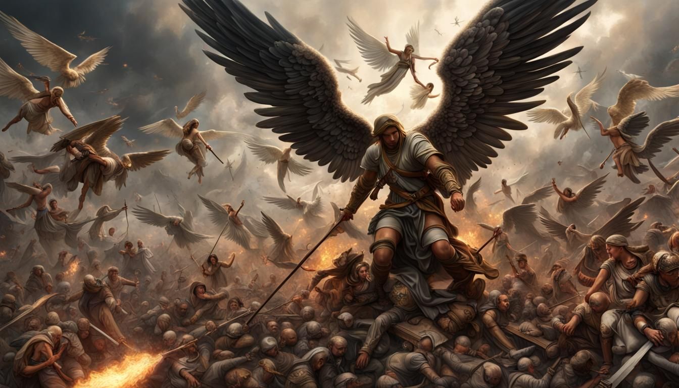 War in heaven , fallen angels. Masterpiece, 8k resolution ...