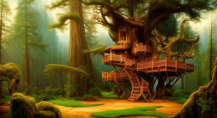 Complex Treehouse - AI Generated Artwork - NightCafe Creator