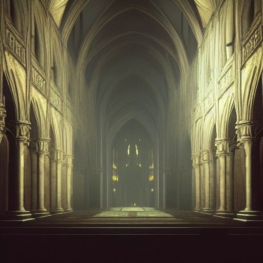 A haunted Gothic cathedral interior, Eldritch Horror movie, Sinister ...
