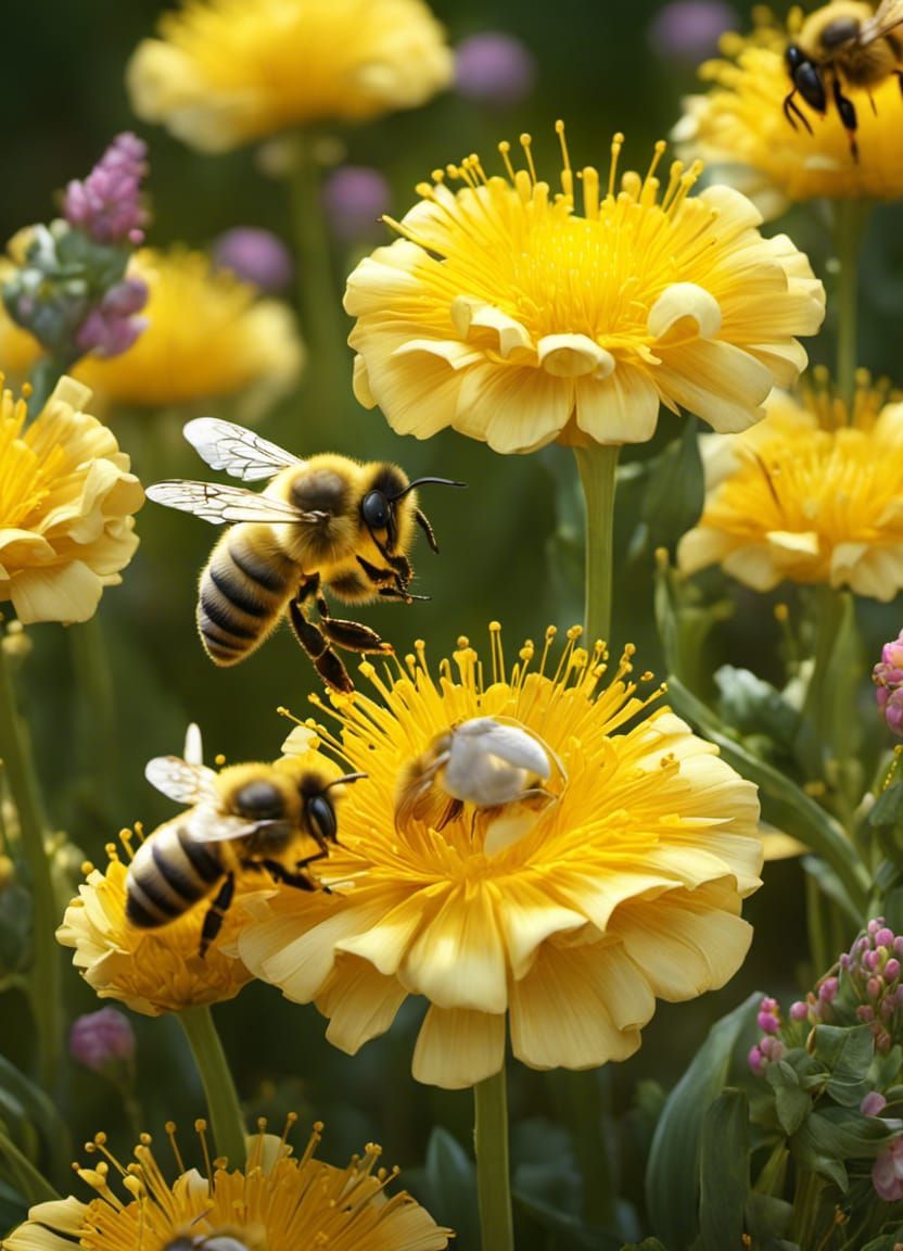 Bees Strike Gold - AI Generated Artwork - NightCafe Creator