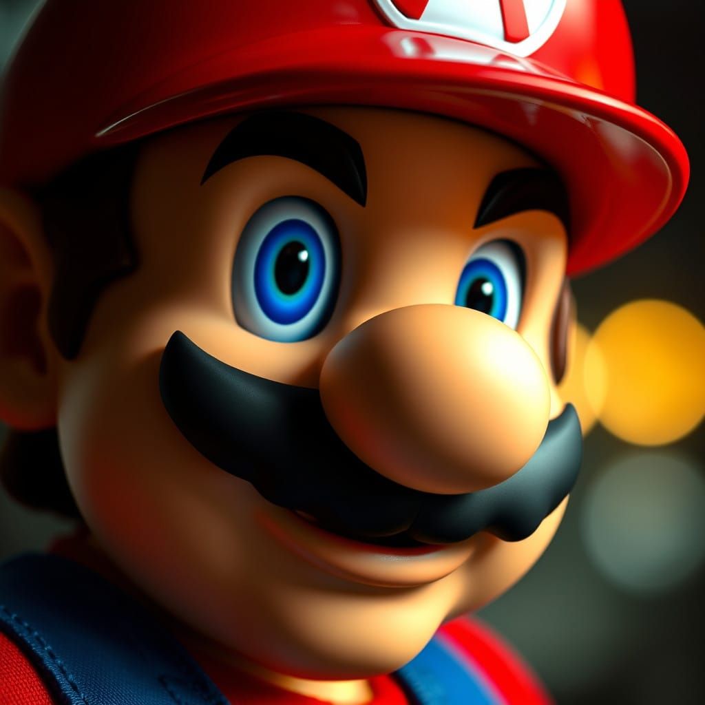 mario bross - Mario Bros. Portrait in Hyper-Realistic Style