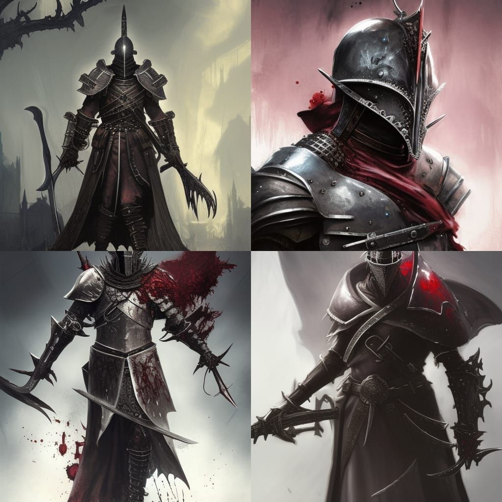 Heavily armored male crusader covered in blood bloodborne terrifying ...