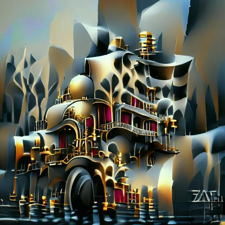 A beautifully detailed rendering of an incredible dazzle architecture aesthetic - AI Generated ...
