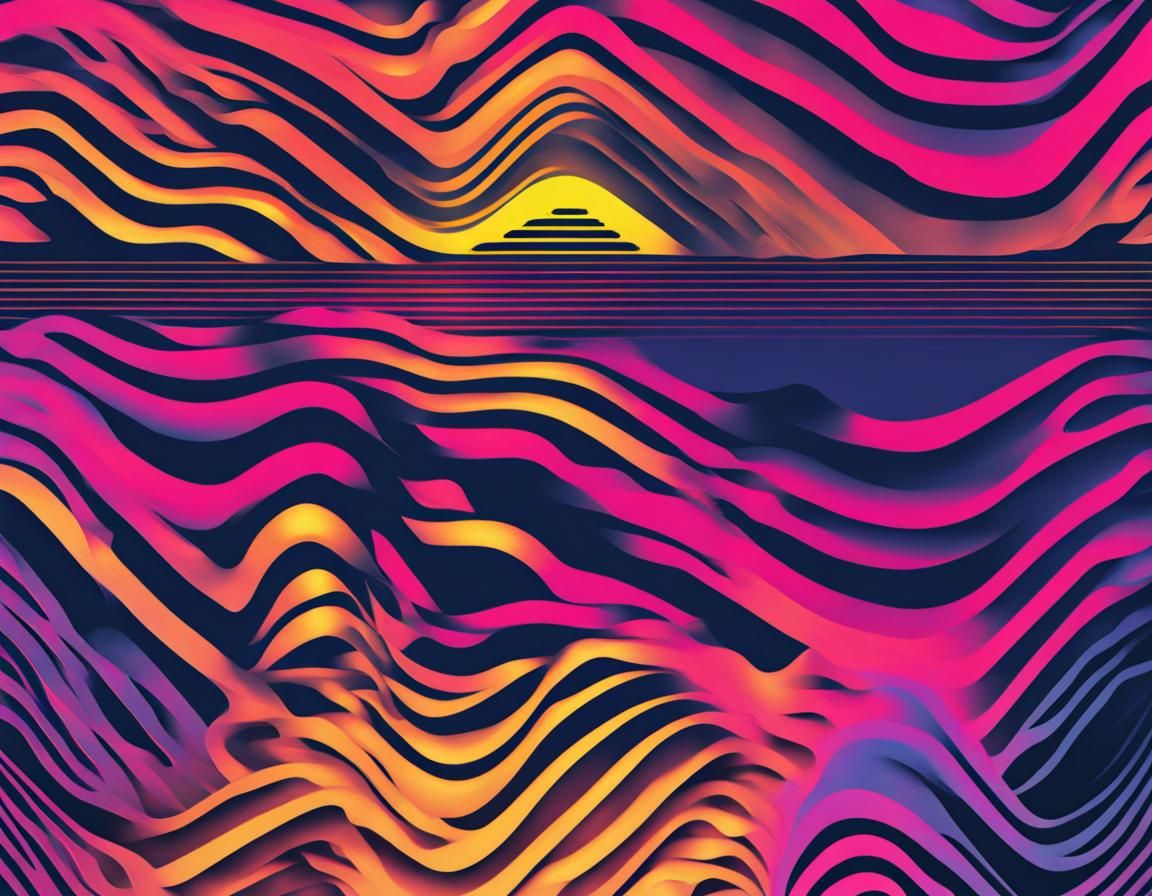 Wave. - Retro Wave Wundt Illusion Art