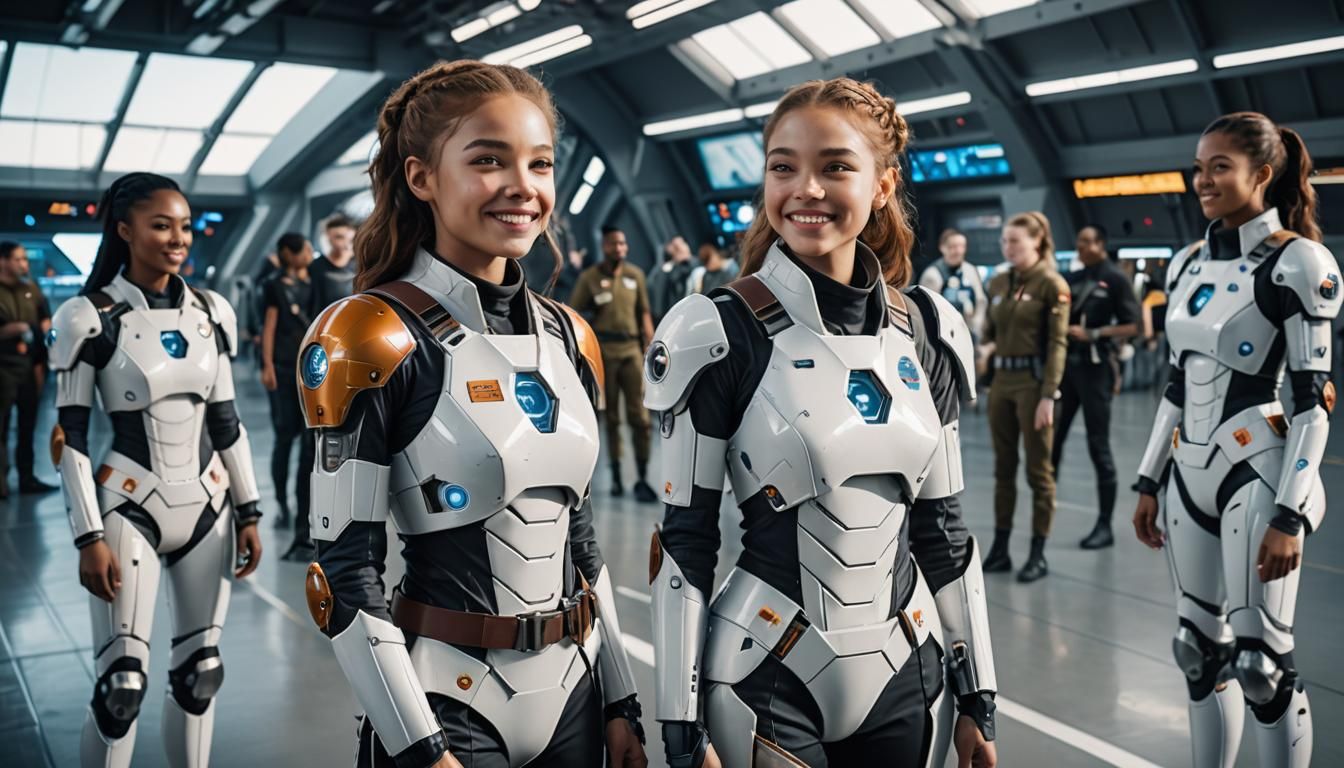 Cadets At The Lupus-Ursa Spaceport - AI Generated Artwork - NightCafe Creator