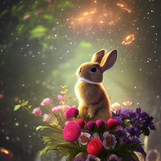 Whimsical spring rabbit - AI Generated Artwork - NightCafe Creator
