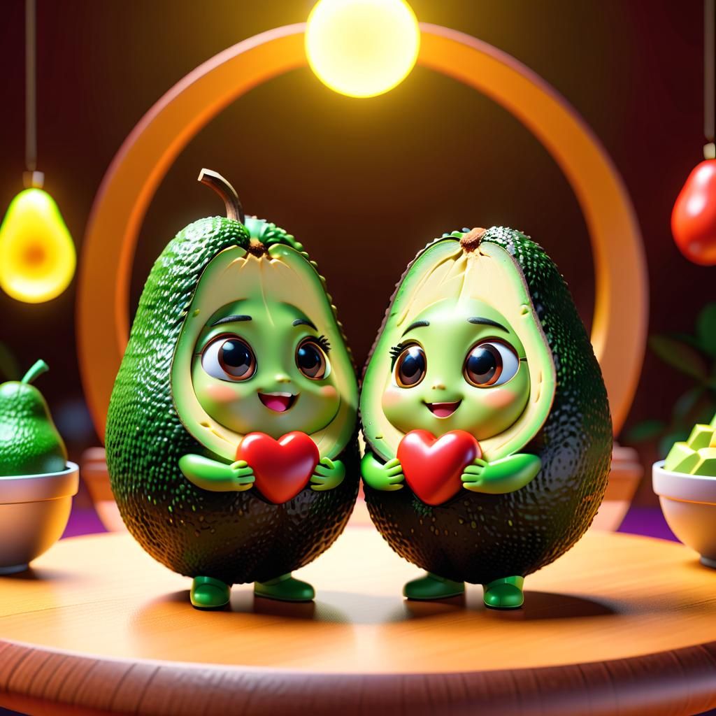 Chibi avocado couple - AI Generated Artwork - NightCafe Creator