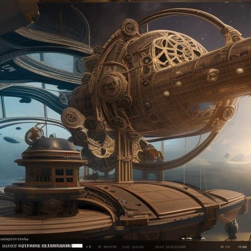 Steampunk Space Station - AI Generated Artwork - NightCafe Creator