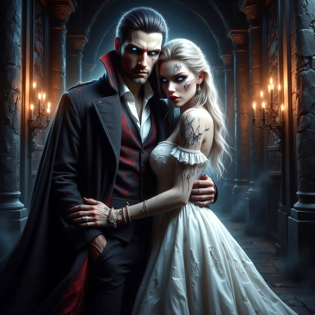 Vampire Portrait in Dark Romantic Style - AI Art