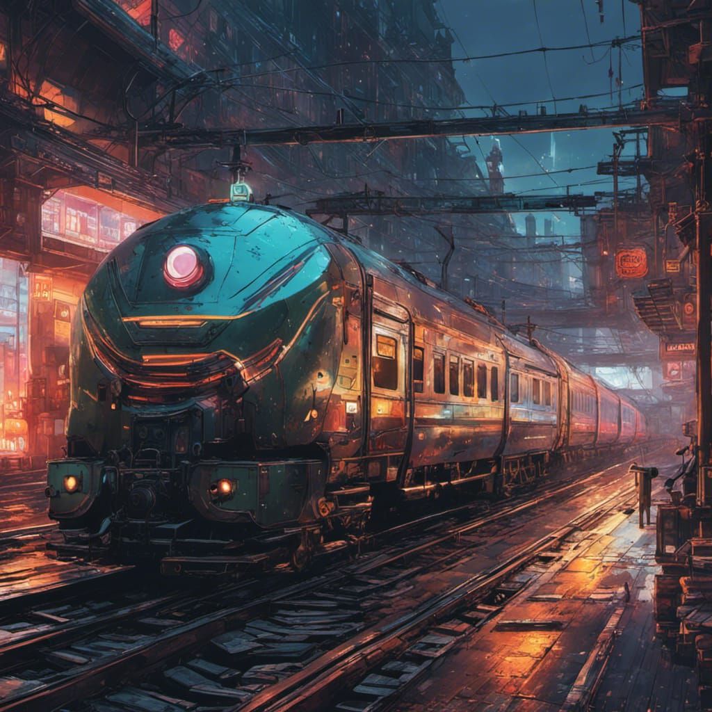 Cyberpunk Train - AI Generated Artwork - NightCafe Creator