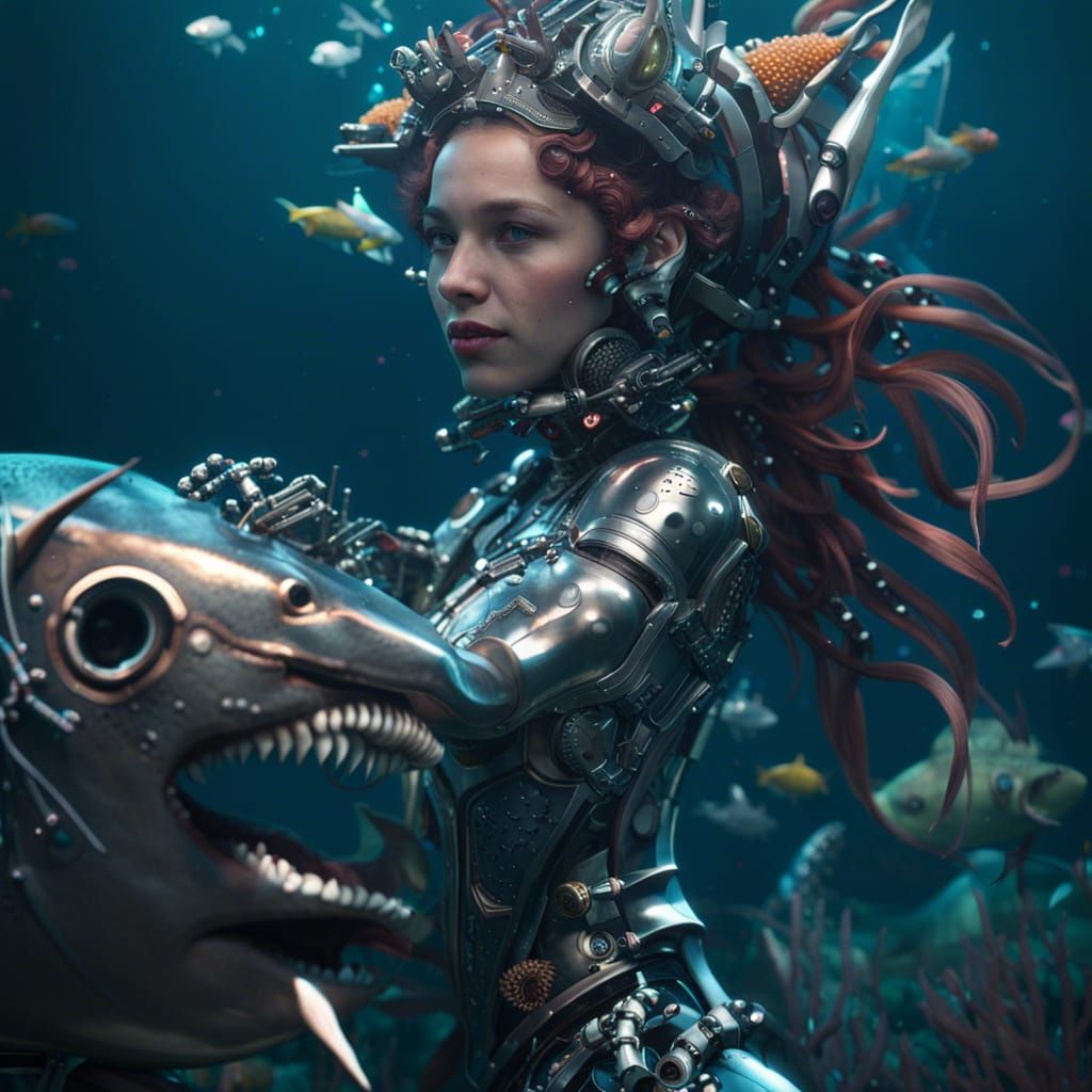 Mech mermaid - AI Generated Artwork - NightCafe Creator