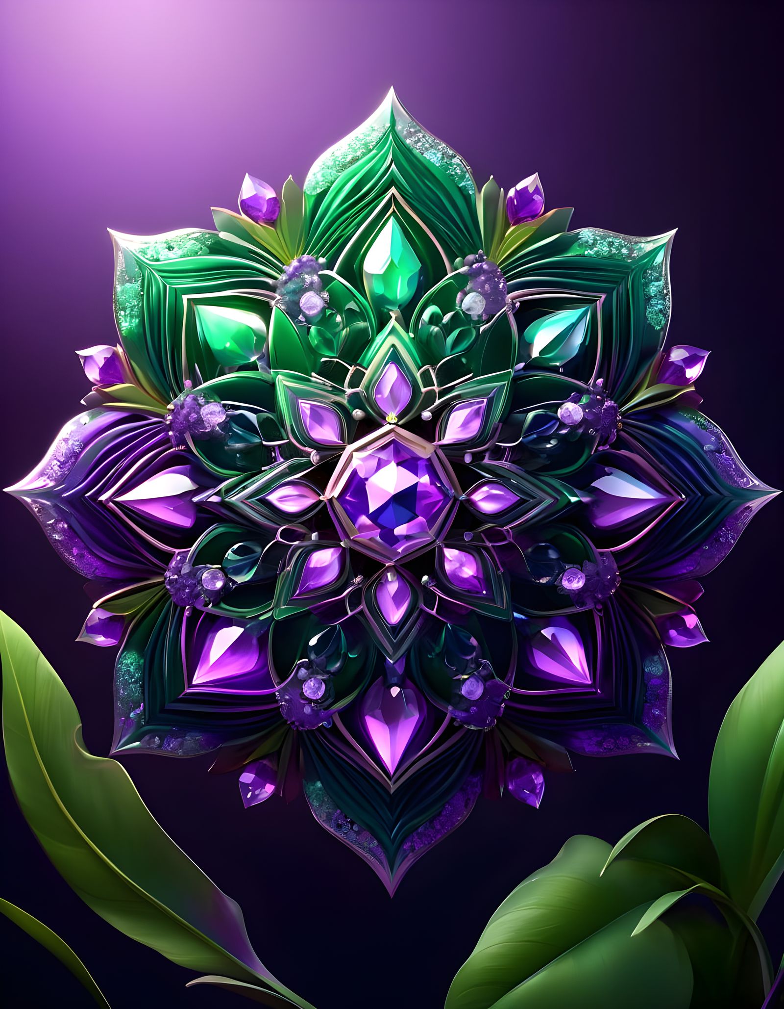 A Diamond Shaped Mandala in Gradients of Rare Gems