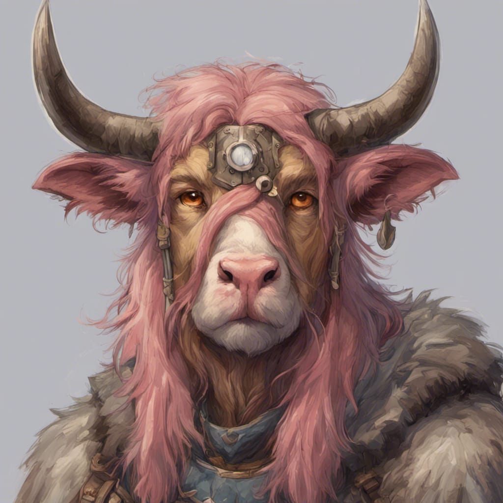 Portrait of a fibolg is covered in thick fur, ranging from earthy ...