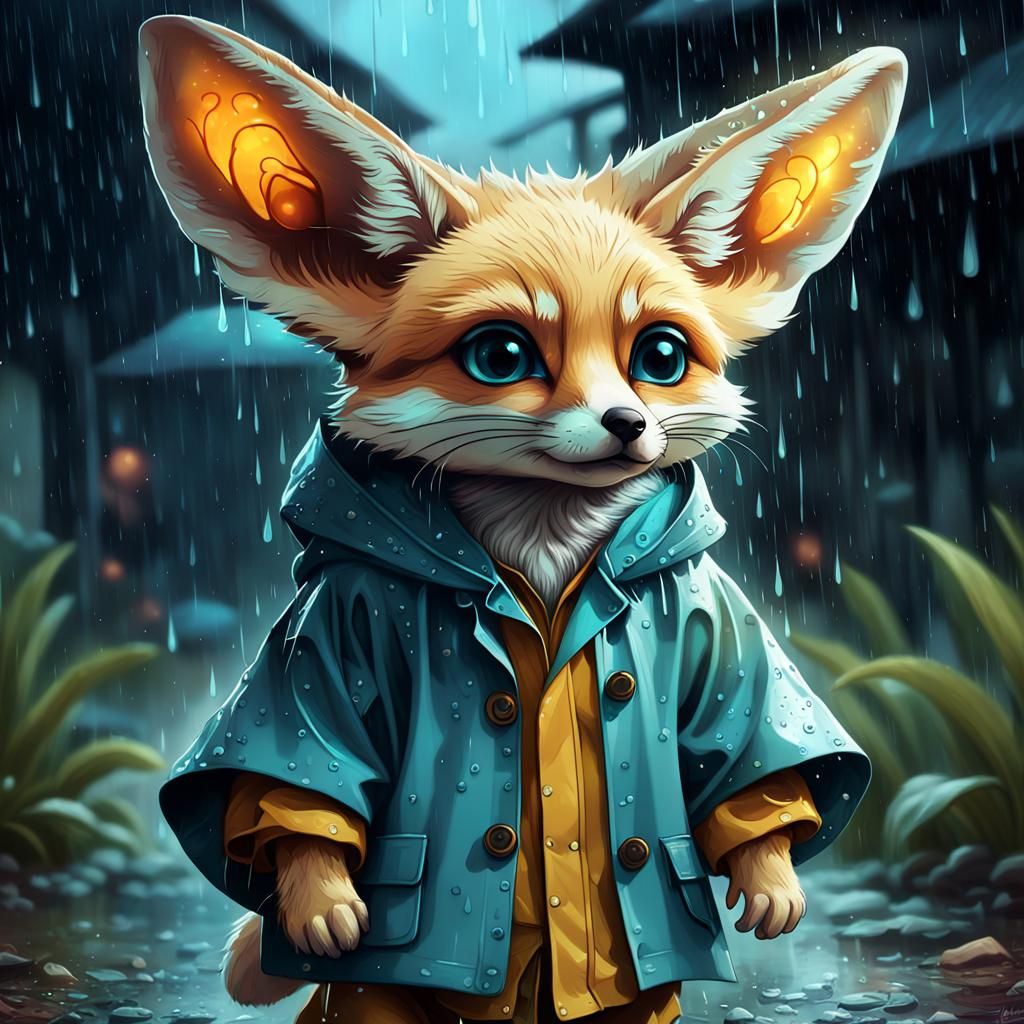 fennec fox in raincoat - AI Generated Artwork - NightCafe Creator