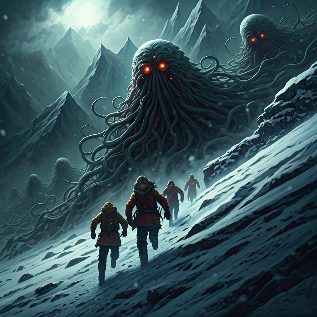 Horrors of the Mountainside: Shoggoth-like Creatur... - AI Art