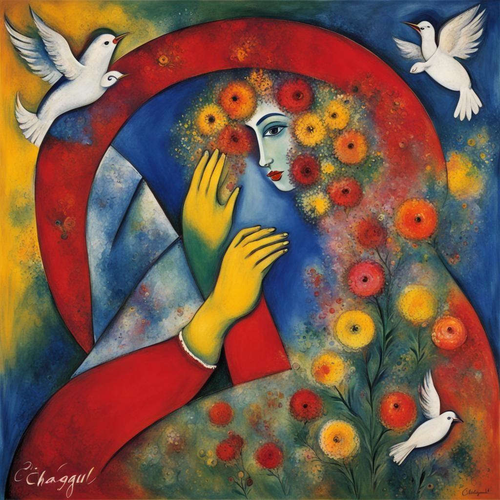 style Chagall, colourfull ,bhuda - AI Generated Artwork - NightCafe Creator