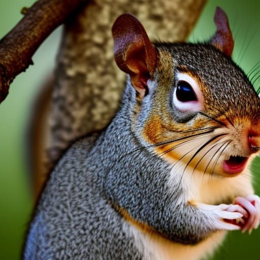 squirrel and a mouse on a tree branch laughing Close-up portrait, color ...
