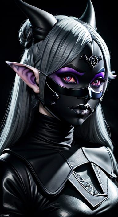 Ethereal Goth Drow Elf Woman in Prismatic Hues wit... - AI Art