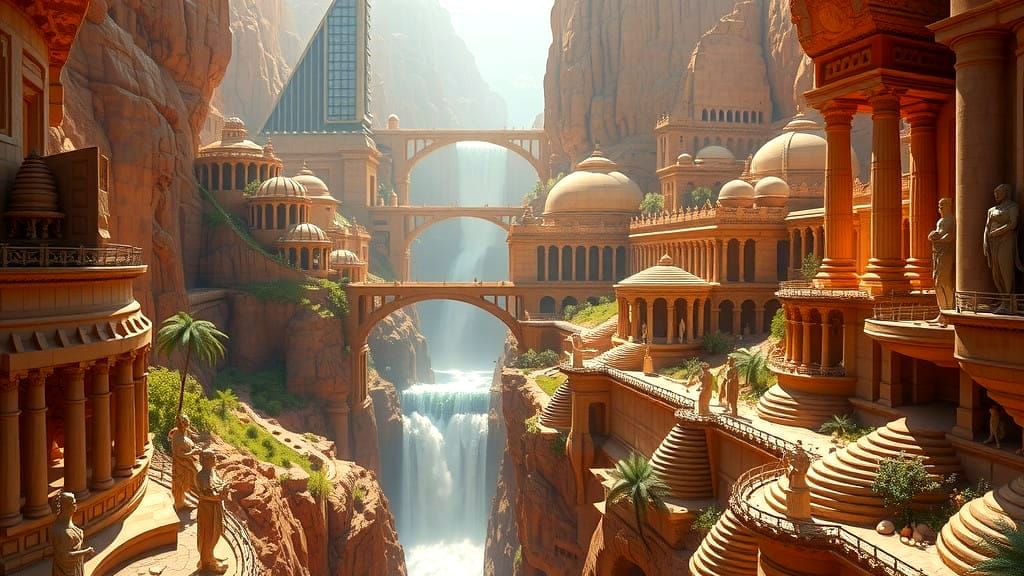 An advanced alien civilization has built a majestic and vertically ...