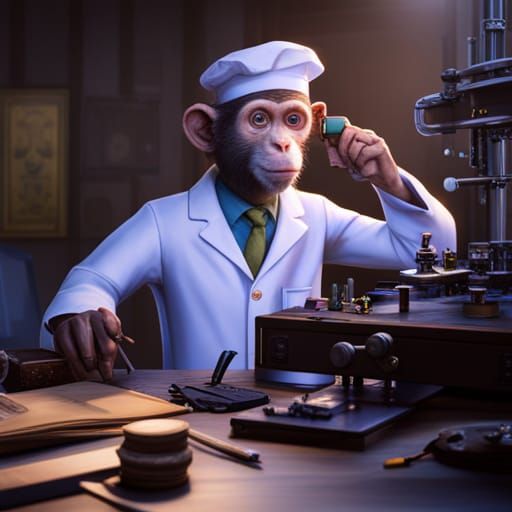 "The Monkey Inventor" - AI Generated Artwork - NightCafe Creator