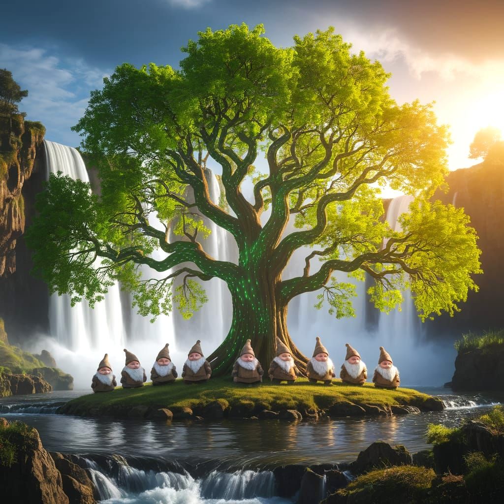 A magical tree protected by dwarfs - Magical Oak Tree in Whi...