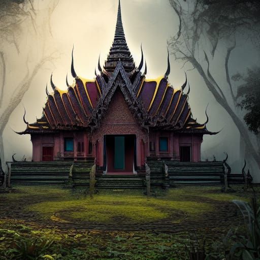 Thailand abandoned spooky and creepy temple#26 - AI Generated Artwork ...
