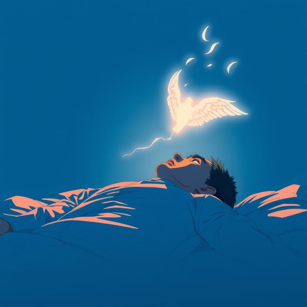 Man's Spirit Observes His Physical Body with Curio... - AI Art